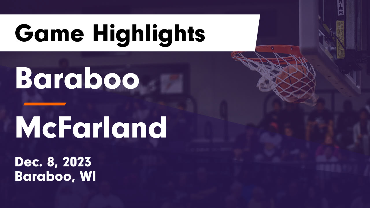 Baraboo vs McFarland Game Highlights - Dec. 8, 2023 - Baraboo High ...